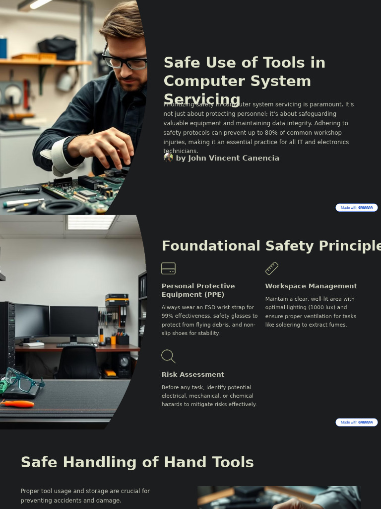 Safe Use of Tools in Computer System Servicing | PDF | Electrostatic Discharge | Power Supply