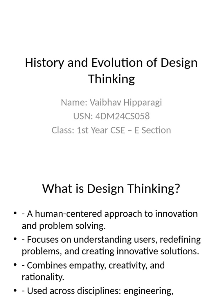 History and Evolution of Design Thinking | PDF