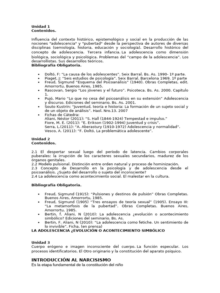 Unidad 1 Desarrollo | PDF | Libido | Mente inconsciente