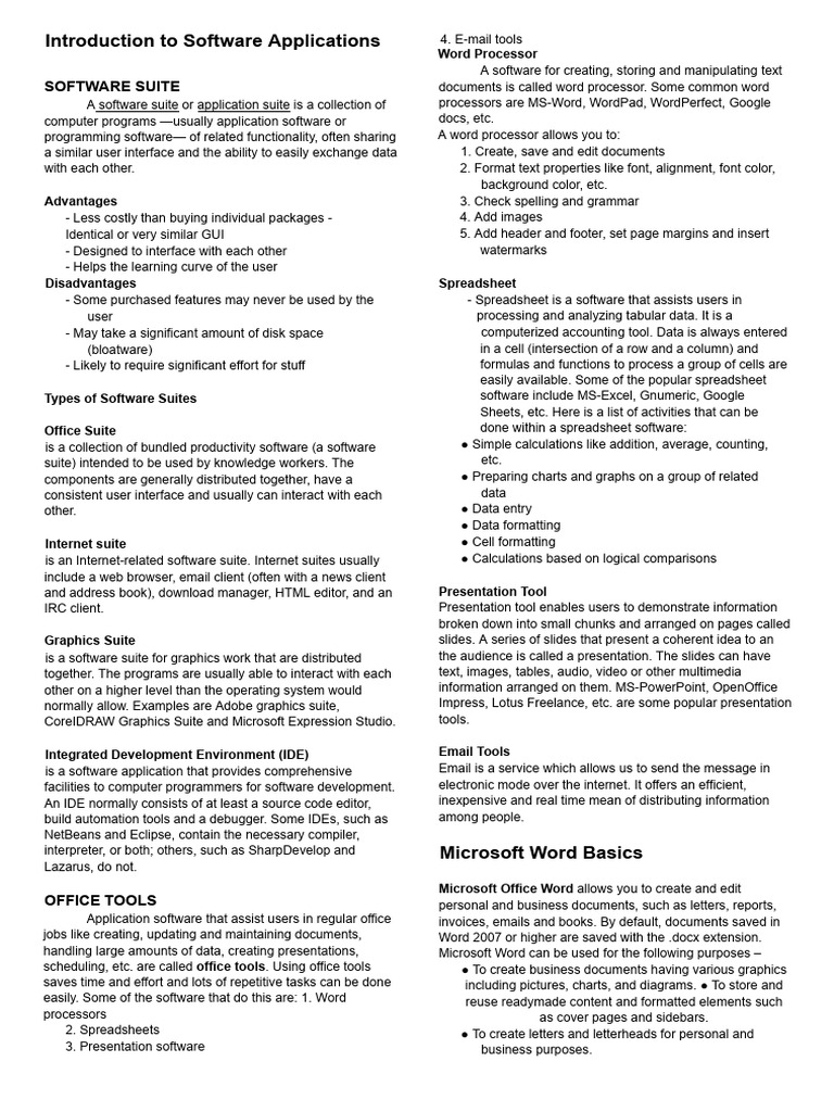 1ST Sem Sofapp (Office Application Software) | PDF | Microsoft Word | Spreadsheet