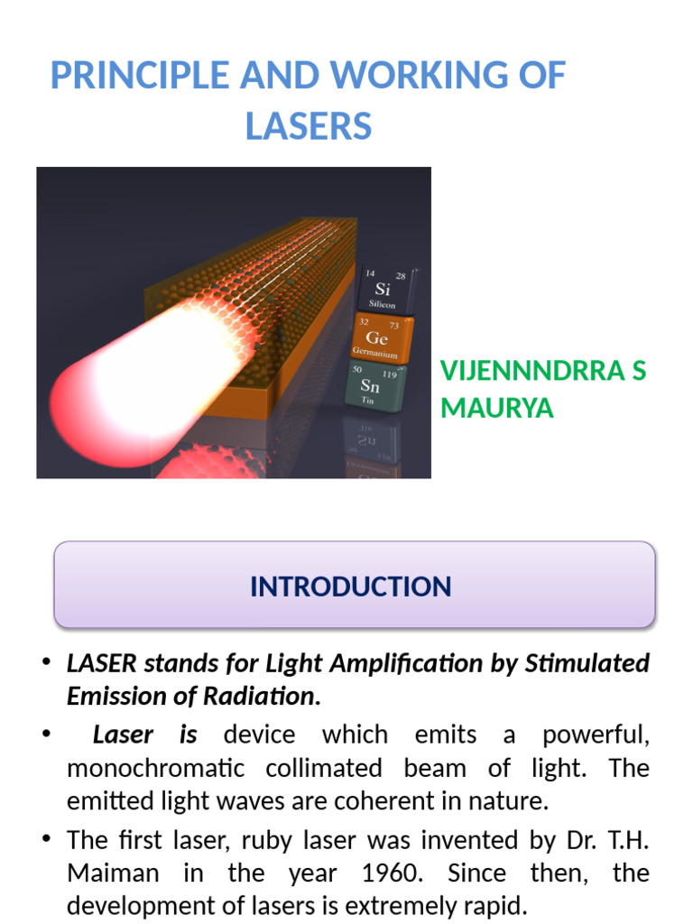 Principle and Working of A Laser | PDF | Laser | P–N Junction
