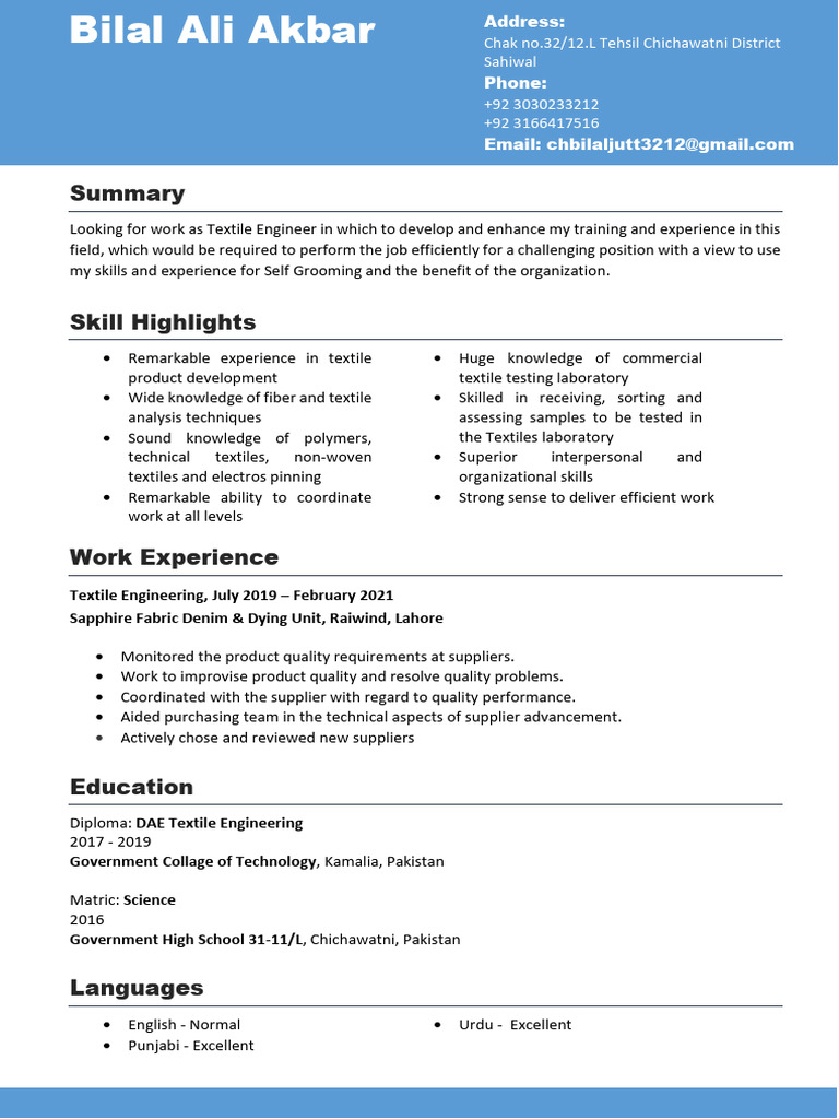 Bilal CV | PDF