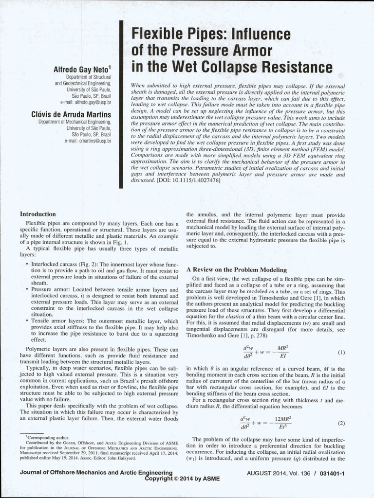2014-Flexible Pipes Influence of The Pressure Armor in The Wet Collapse ...
