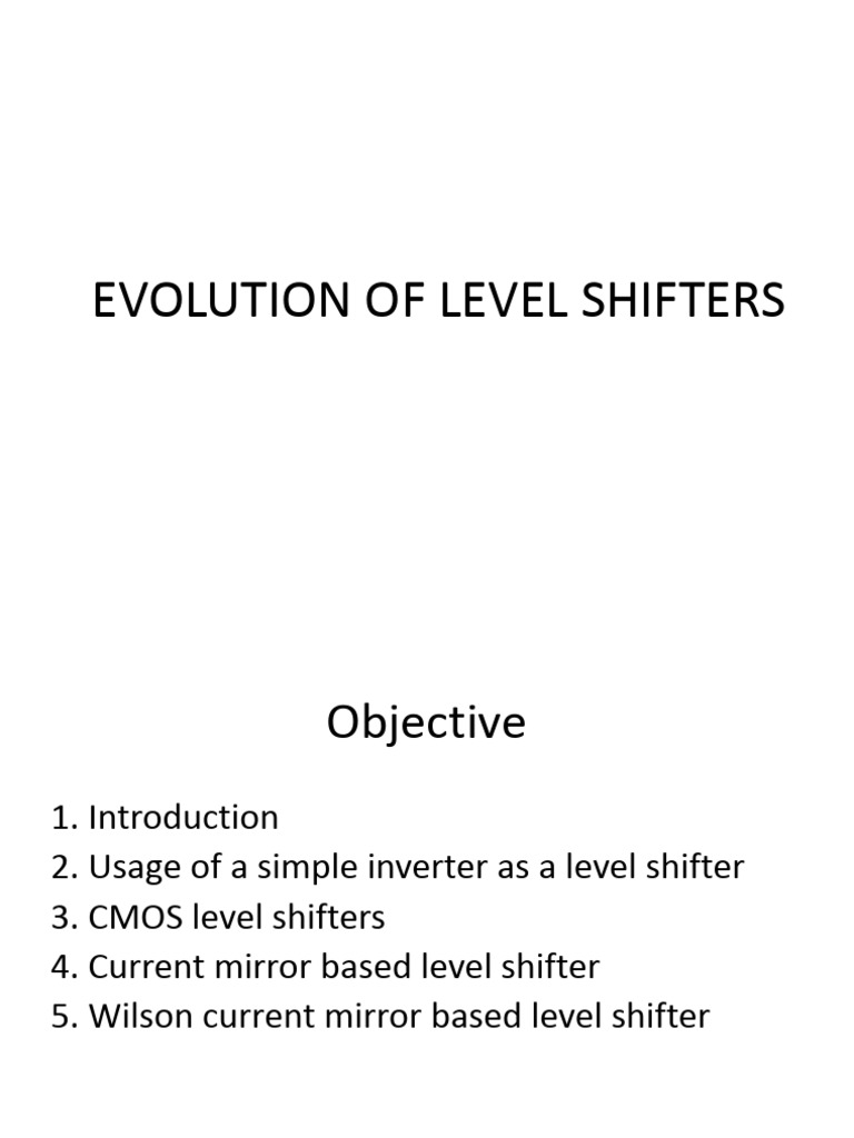 Evolution of Level Shifters Presentation | PDF | Cmos | Electronic Circuits