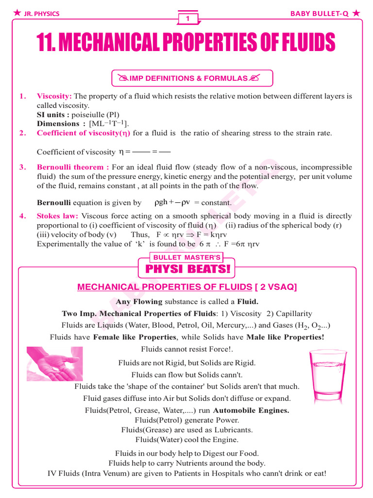 11 Mechanical Properties of Fluids | PDF | Viscosity | Fluid Mechanics