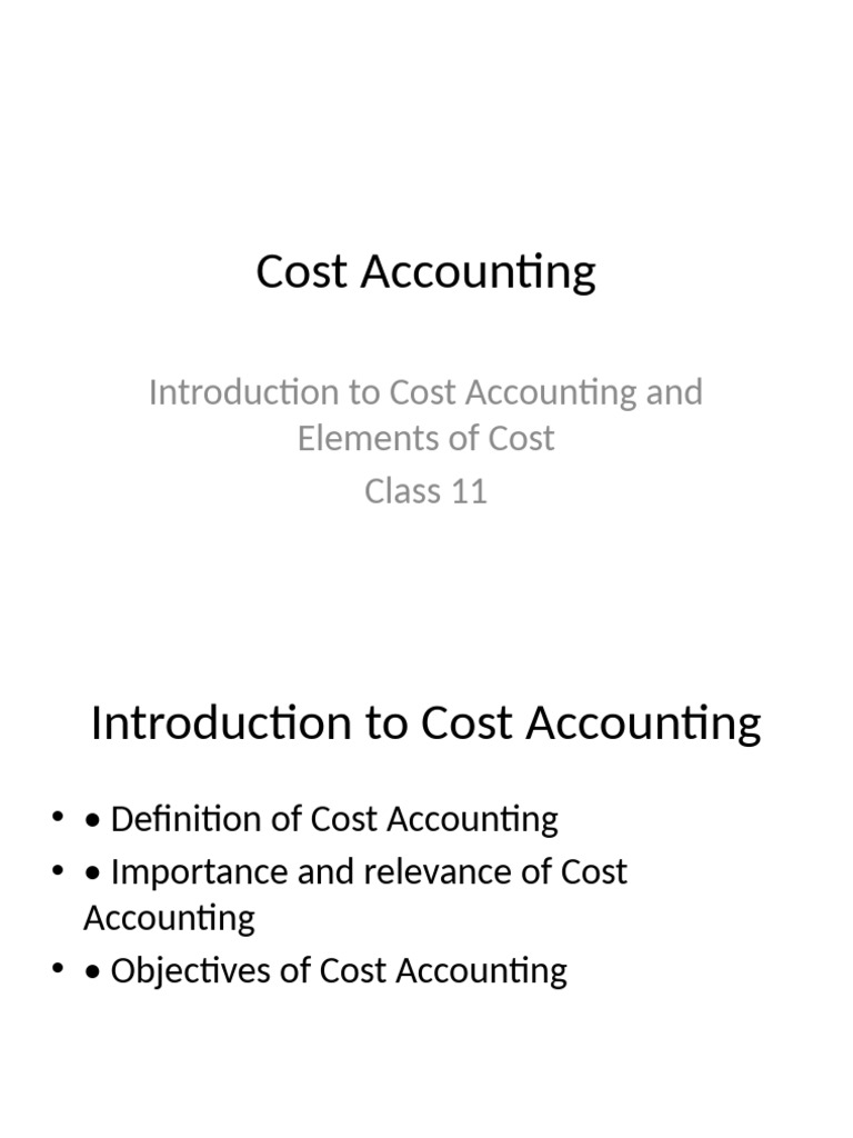 Cost Accounting Chapters 1 and 2 | PDF