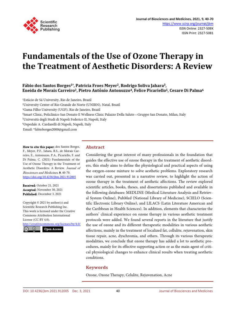 Fundamentals of the Use of Ozone Therapy in the Treatment of Aesthetic ...