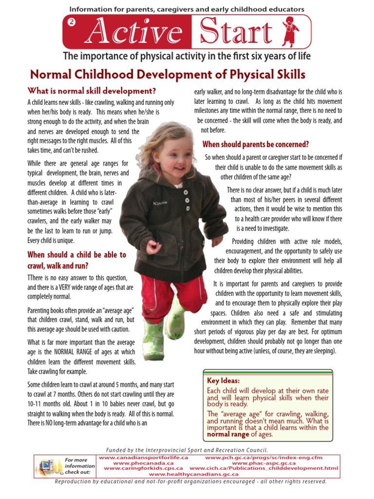 Normal Childhood Development of Physical Skills Active Start | PDF ...