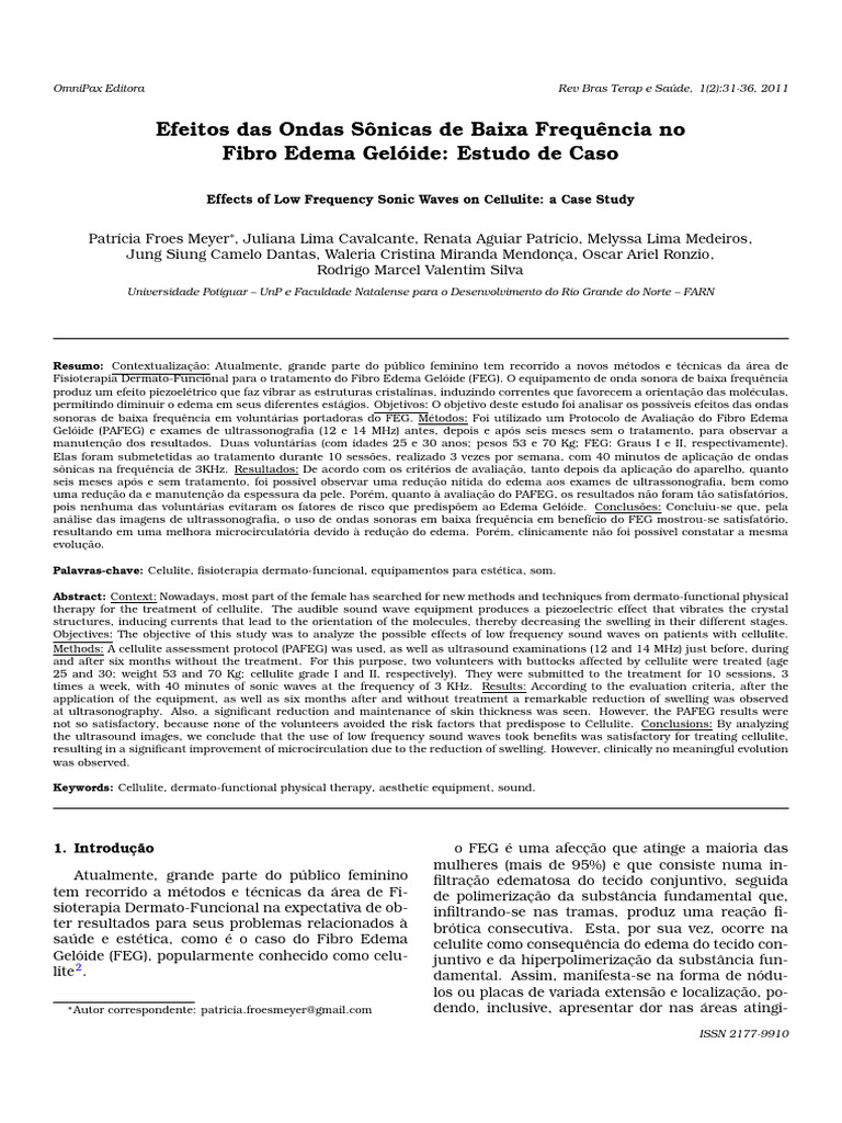 Efeitos Das Ondas Sonicas de Baixa Frequencia No Fibro Edema Geloide ...