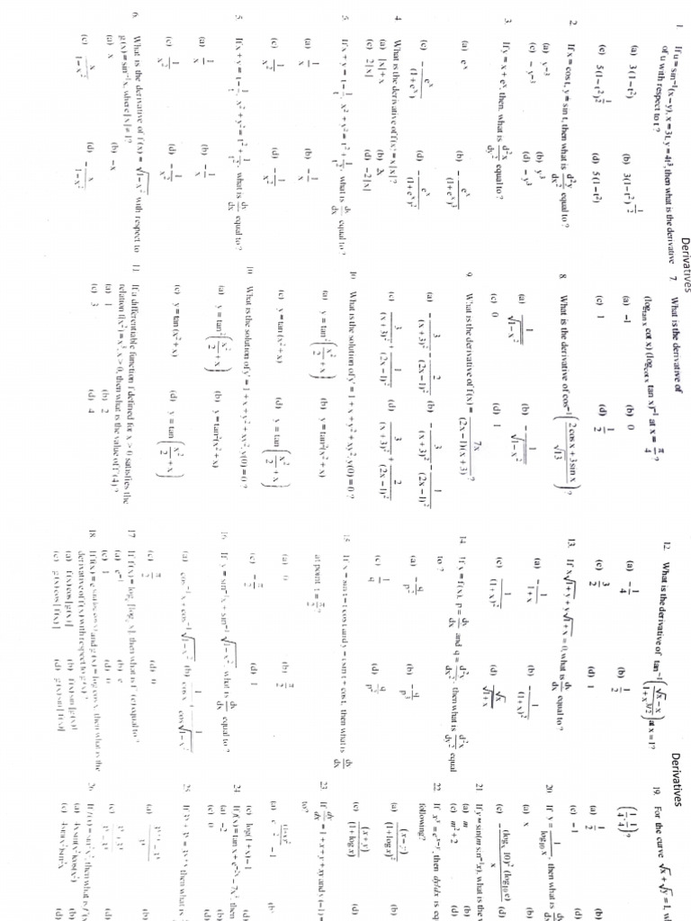 Derivative Practice Problems and Solutions | PDF | Subtraction ...