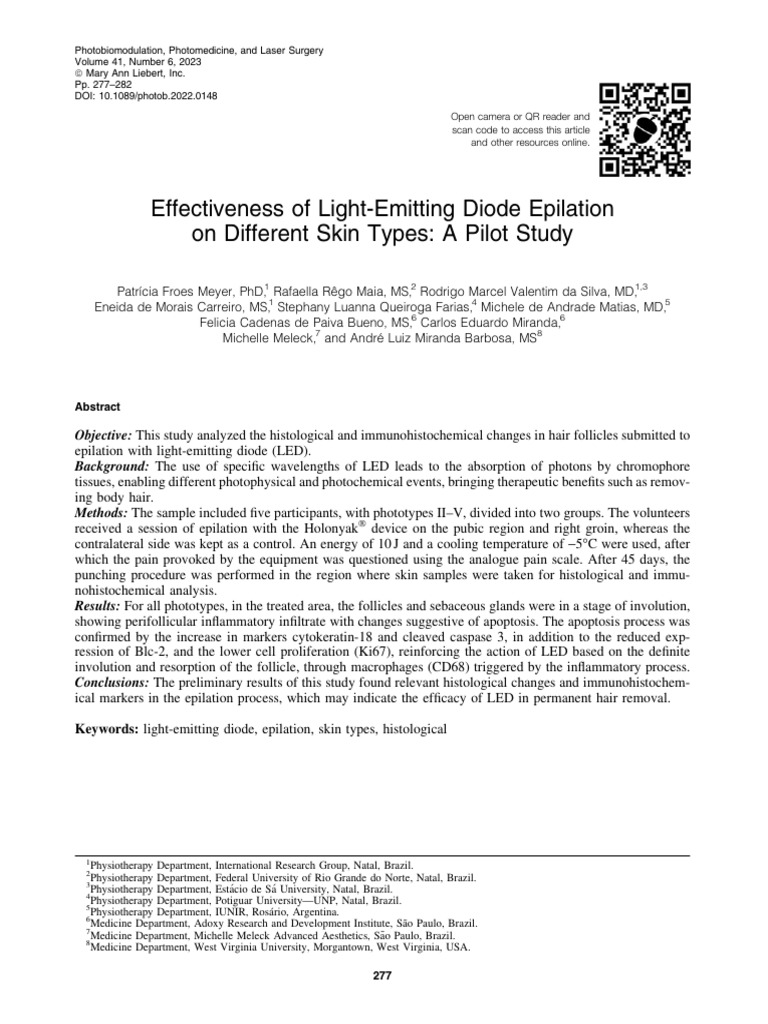 Effectiveness of Light Emitting Diode Epilation On Different Skin Types ...