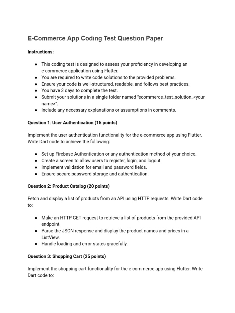 E-Commerce App Coding Test Guide | PDF | Point Of Sale | Password
