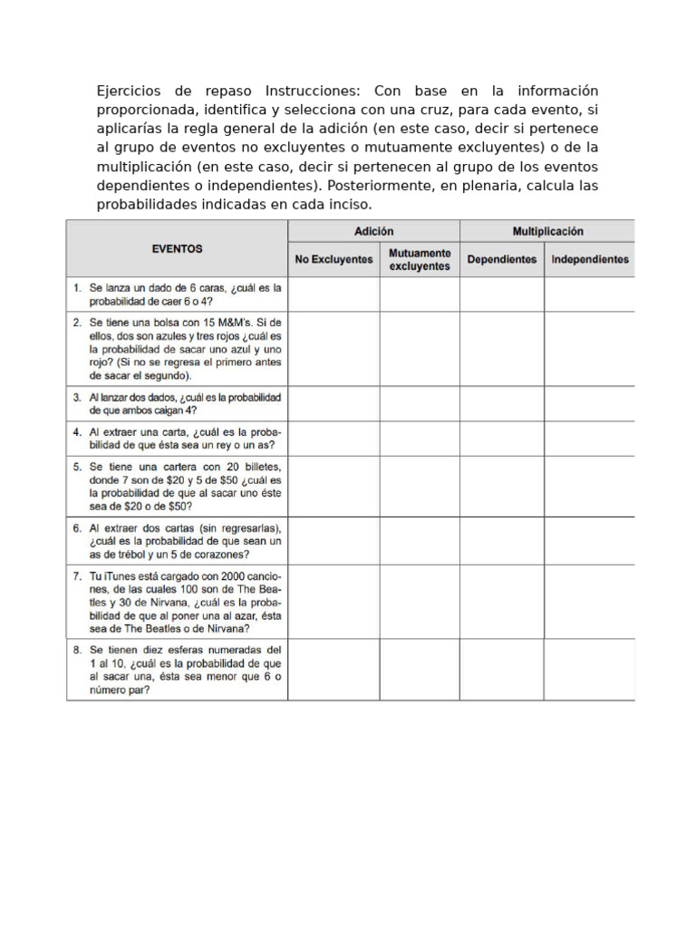 Ejercicios de Repaso | PDF