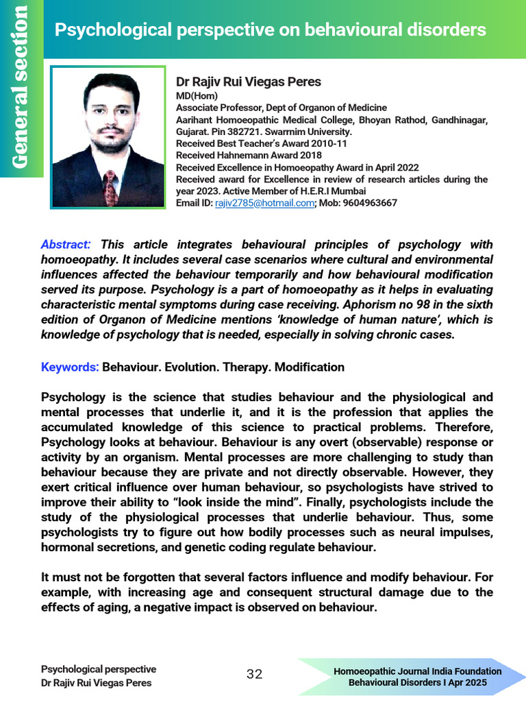 Psychological Perspective of Behavioural Disorders | PDF | Behavior ...