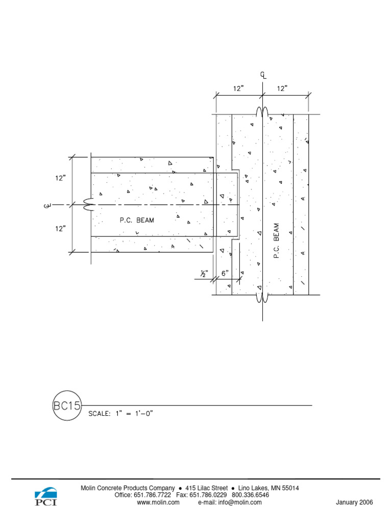 Detail BC15 Plan View of Precast Beam Connection To Precast Beam | PDF
