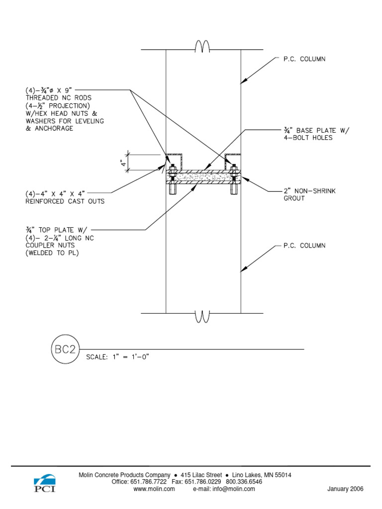 Detail BC2 Precast Column Connection To Precast Column | PDF