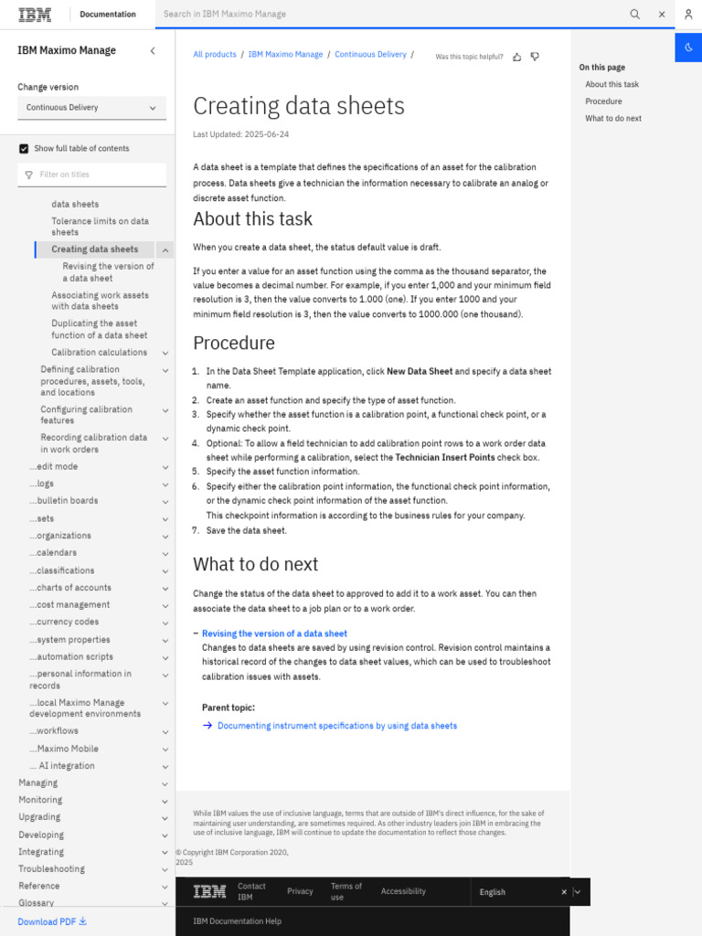 Creating Data Sheets - IBM Documentation | PDF | Http Cookie | Calibration