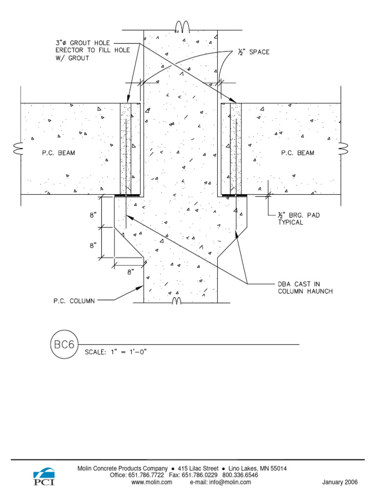 Detail BC6 Precast Beam Connection To Precast Column Haunch | PDF