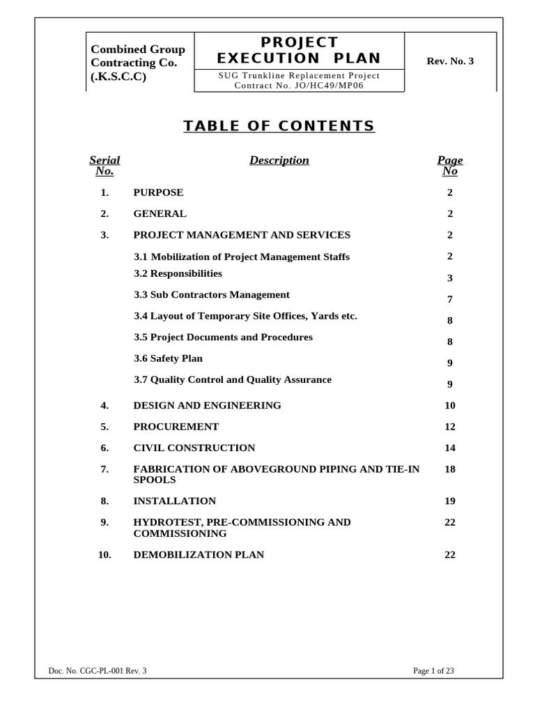 Project Execution Plan-Rev 3 | PDF | Specification (Technical Standard) | Surveying