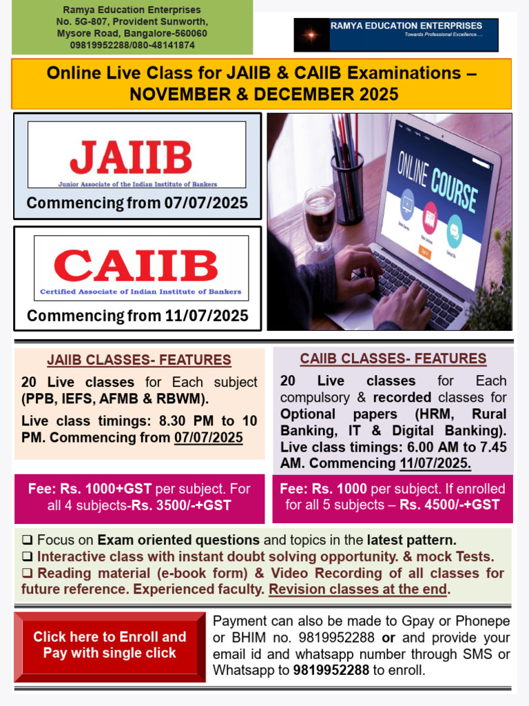 Jaiib, Caiib Nov 2025 | PDF | Qualifications | Educational Stages