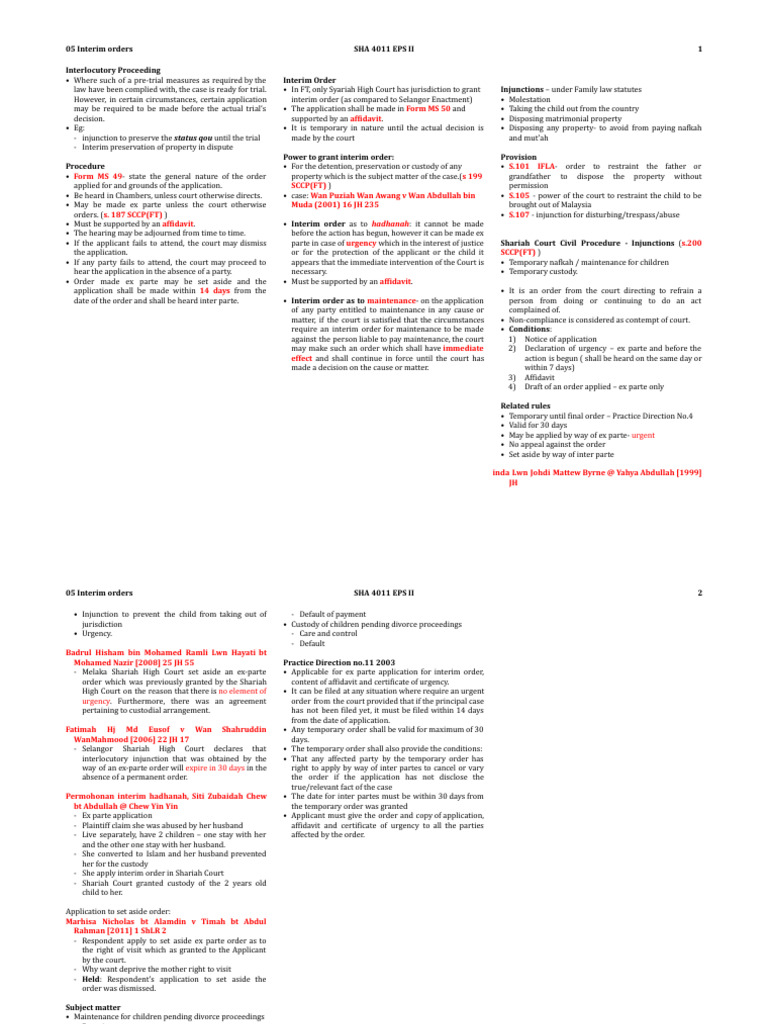 SHA 4011 - 05 Interim Order & Interlocutory Proceeding | PDF | Ex Parte | Civil Law (Common Law)