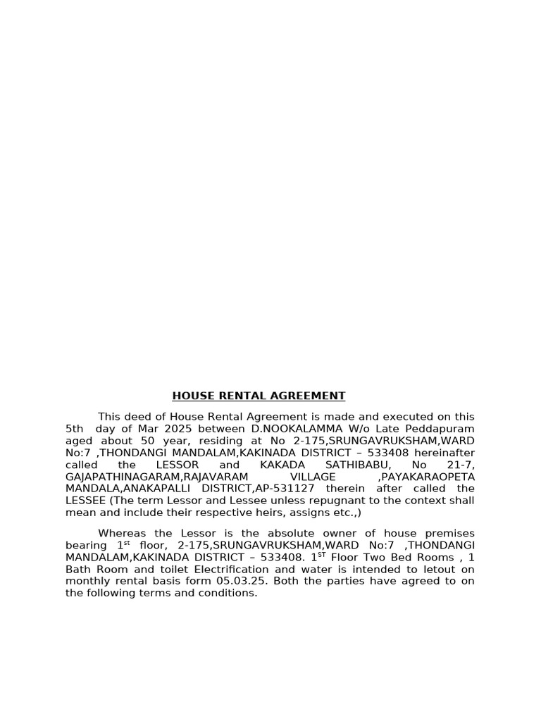 House Rental Agreement | PDF | Lease | Urban
