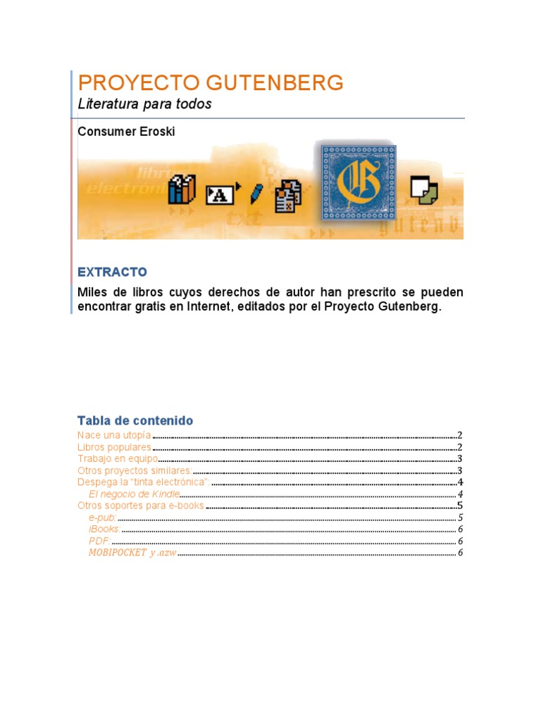 Proyecto Gutenberg | PDF | Proyecto Gutenberg | E Books