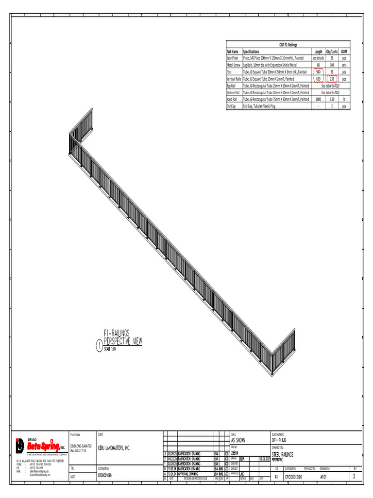 DGT Steel Railing F1-A101 Rev 3 | PDF