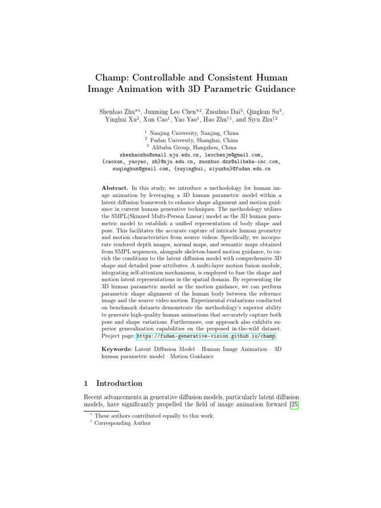 Champ Controllable and Consistent Human Image Animation With 3D ...