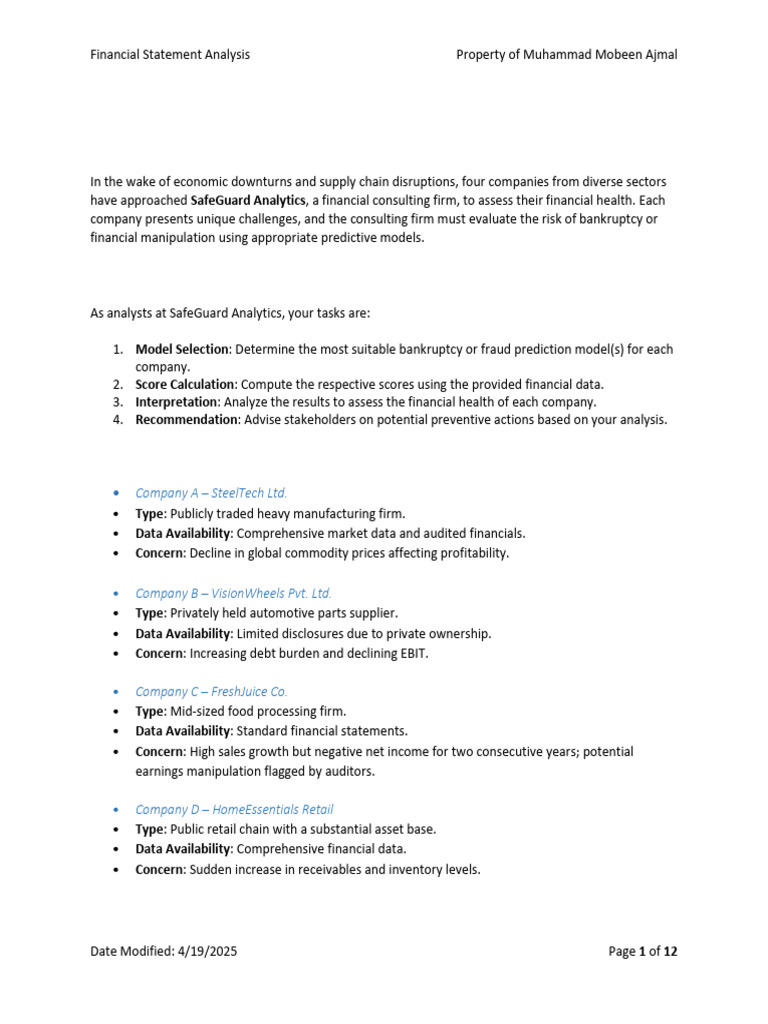Bankruptcy Prediction Models Analysis | PDF | Leverage (Finance ...