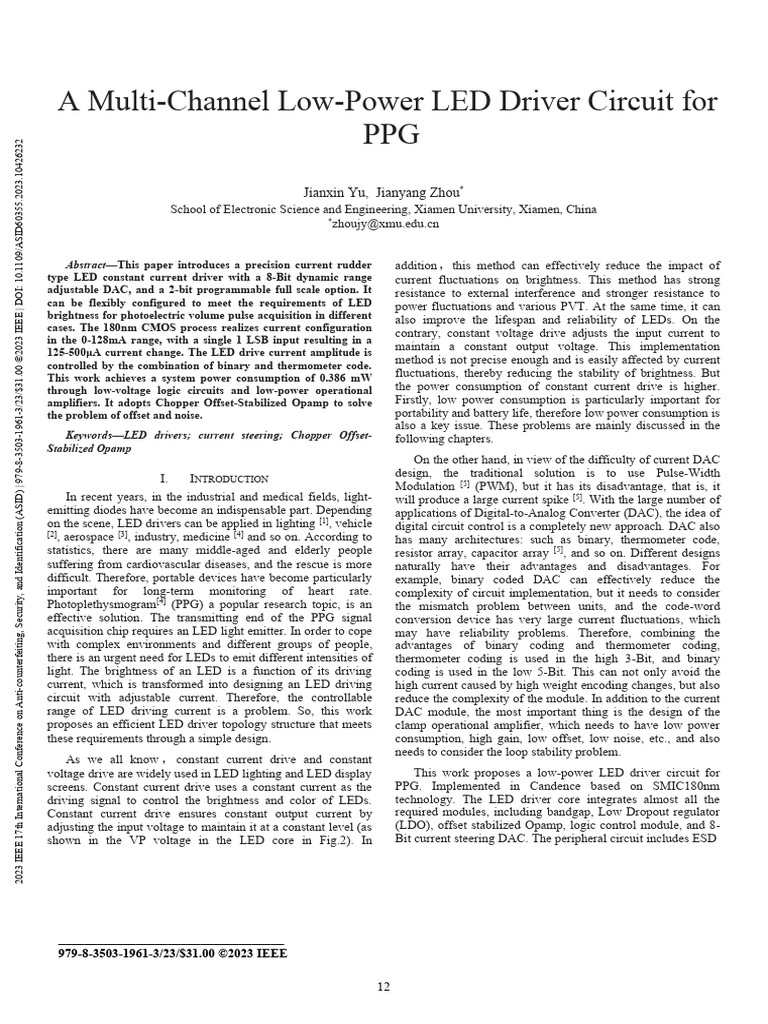 A Multi-Channel Low-Power LED Driver Circuit For PPG | PDF ...