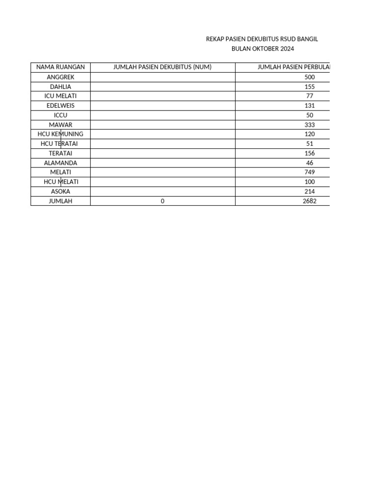 Rekap Pasien Dekubitus | PDF