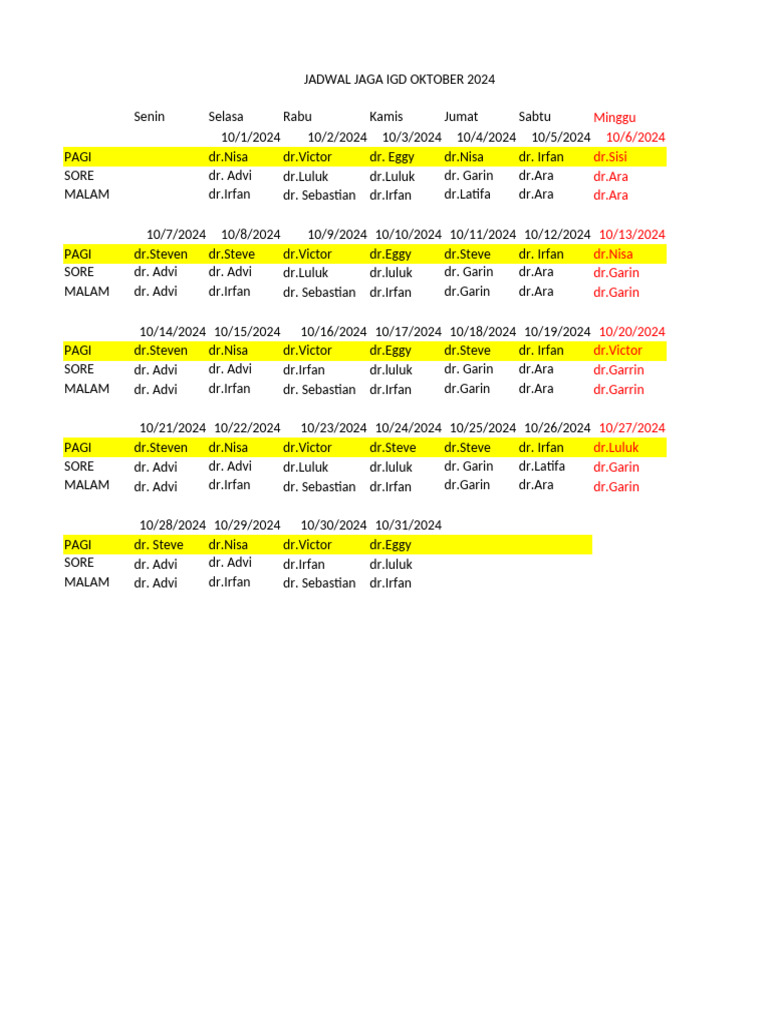 Jadwal JAGA NEW2 | PDF