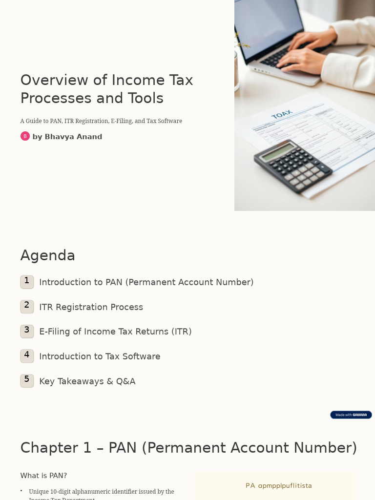 Overview of Income Tax Processes and Tools: by Bhavya Anand | PDF
