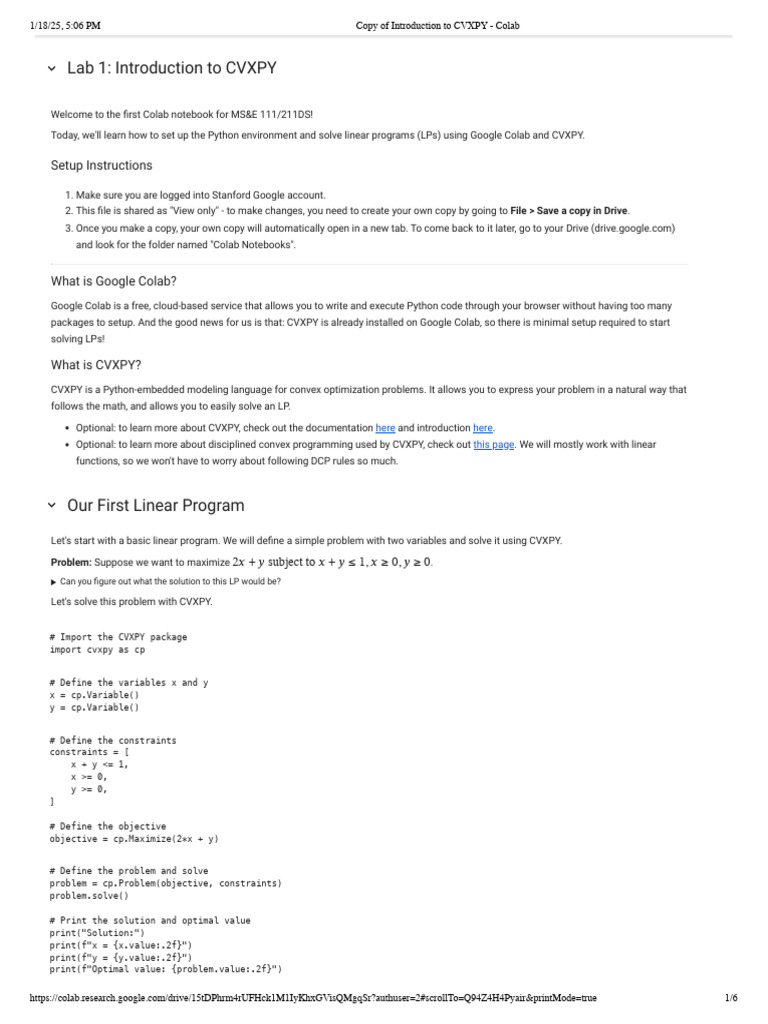 CVXPY Linear Programming Tutorial | PDF | Linear Programming ...