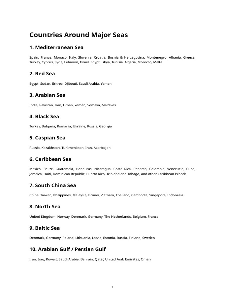 Countries Around Seas | PDF