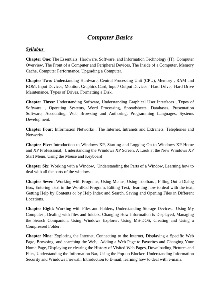 Computer Basics: Syllabus | PDF | Random Access Memory | Cpu Cache
