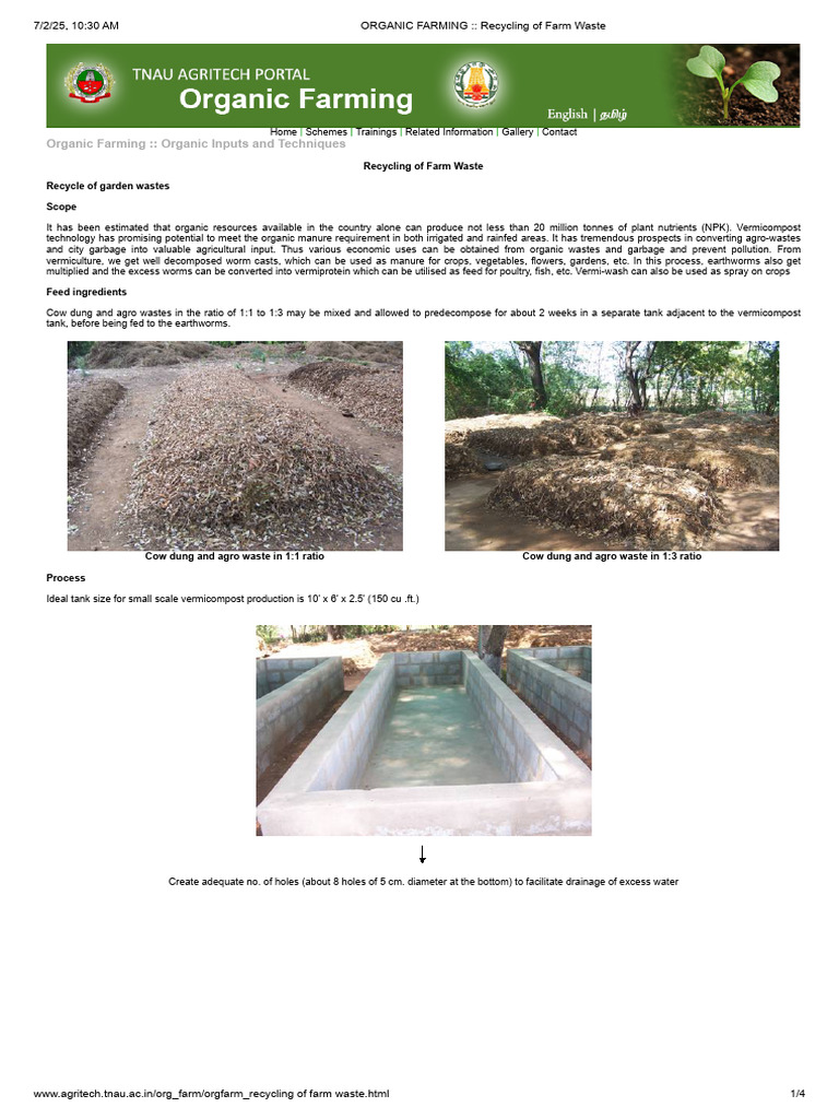 Recycling Organic Farm Waste in Tamil | PDF | Manure | Horticulture