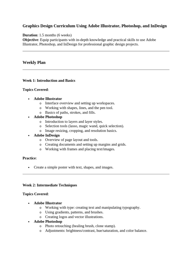 Graphic Design Curriculum Overview | PDF | Adobe Photoshop | Adobe ...
