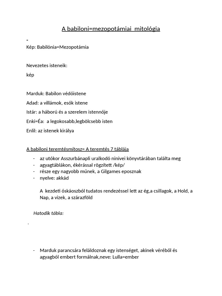 A Babiloni Teremtésmítosz | PDF