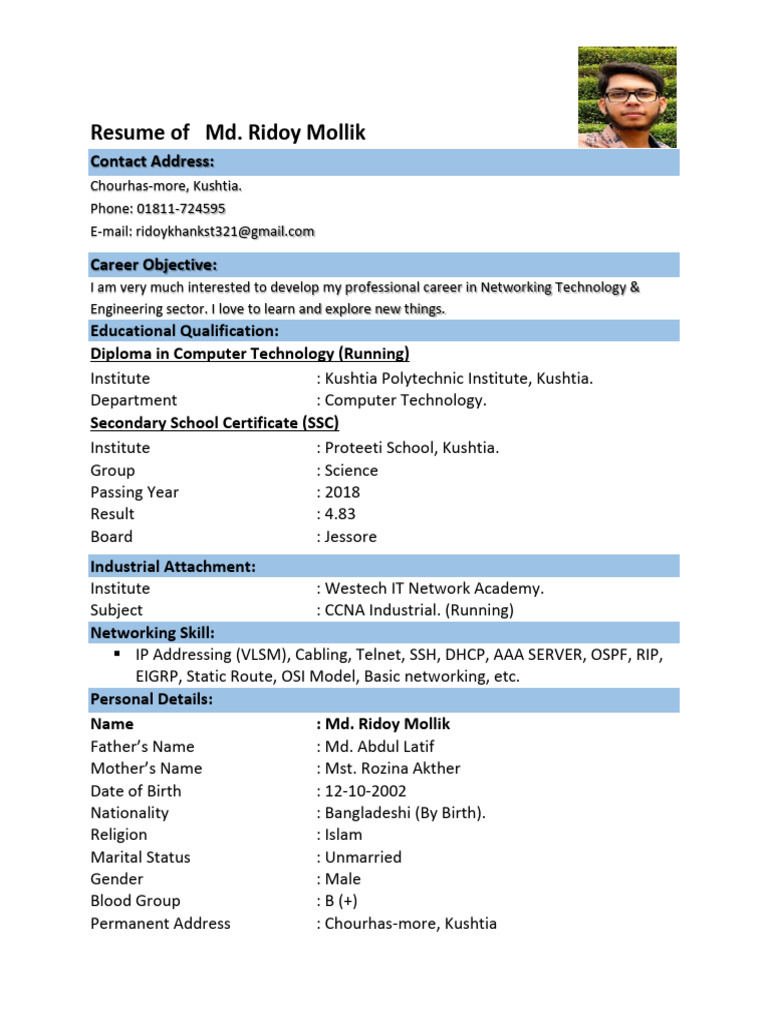 Ridoy - CV For Walton | PDF