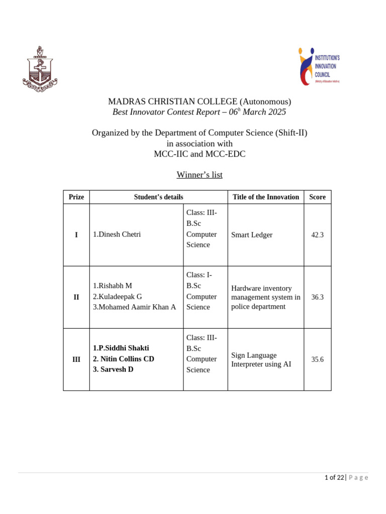 IIC Innovation BSC CS 2024 - 2025 Even Sem | PDF | Chess Theory