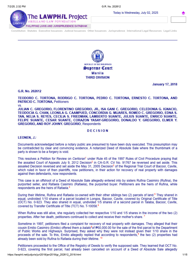 G.R. No. 202612 - Public Document | PDF | Daubert V. Merrell Dow ...