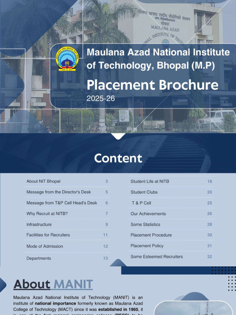 MANIT Bhopal Placement Brochure 2025-26 | PDF