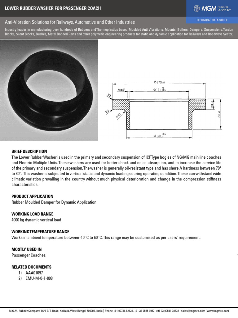 Lower Rubber Washer for Passenger Coaches | PDF