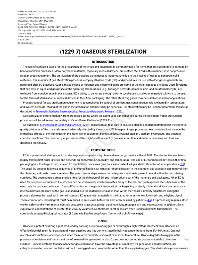 USP-NF 1229.7 Gaseous Sterilization | PDF | Sterilization (Microbiology ...