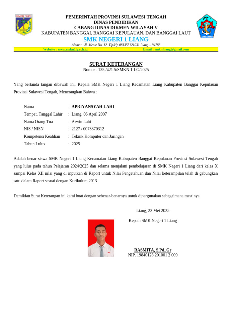 Surat Keterangan Apri | PDF