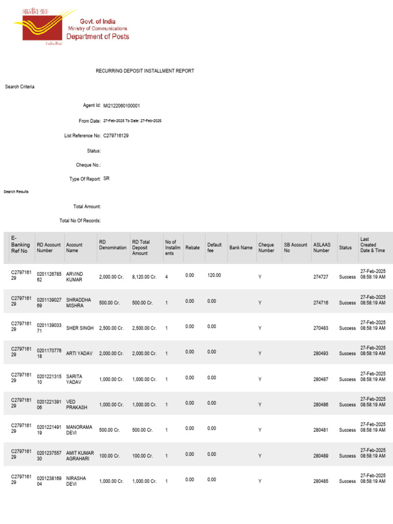 Recurring Deposit Installment Summary | PDF