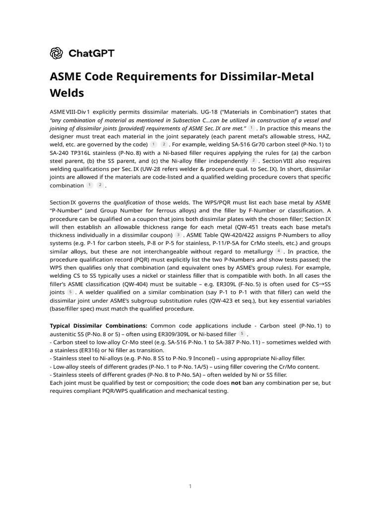ASME Code Requirements For Dissimilar-Metal Welds | PDF | Corrosion ...