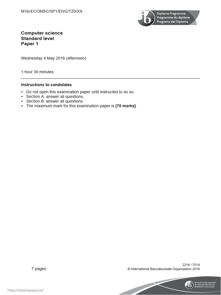 Computer Science Paper 1 SL | PDF | Central Processing Unit | Cpu Cache